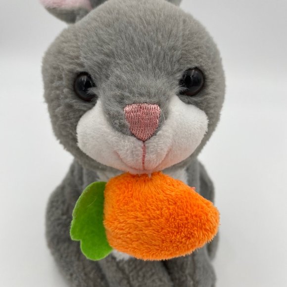 HugFun | Toys | Hugfun Gray Bunny Rabbit With Carrot In Mouth Plush ...